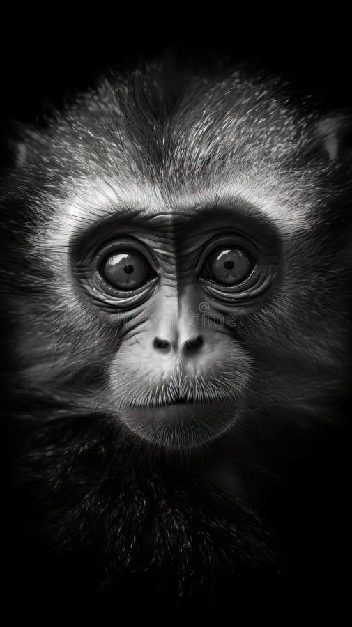 Playful Monkey on a Dark Background AI Generated Stock Illustration ...
