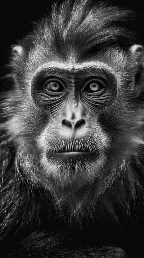 Playful Monkey on a Dark Background AI Generated Stock Illustration ...