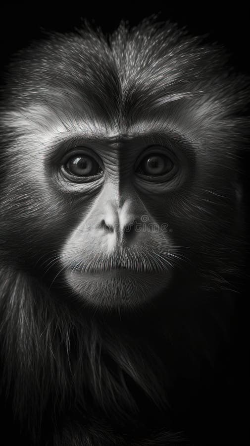 Playful Monkey on Dark Background. Generative AI Stock Illustration ...