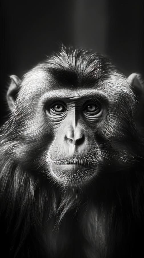 Playful Monkey on Dark Background. Generative AI Stock Illustration ...