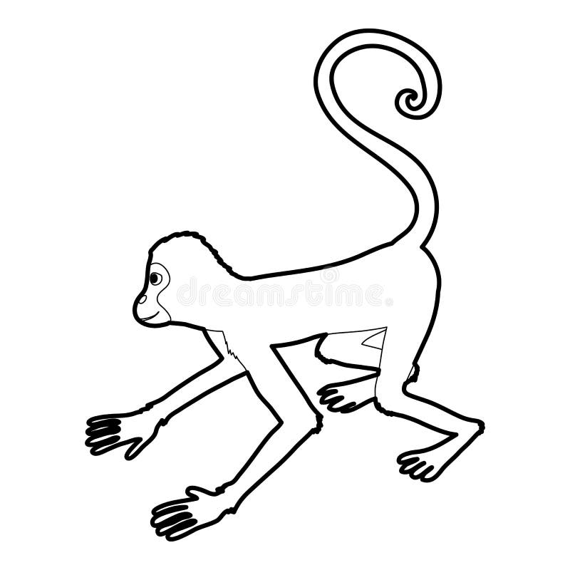 Playful Monkey Icon Outline Stock Vector - Illustration of female ...
