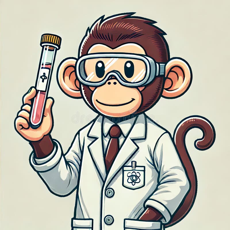 Monkey Chemist in Lab Performing Tests Stock Illustration ...