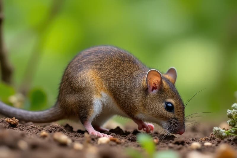 Playful Mouse in Grassy Landscape Stock Illustration - Illustration of ...