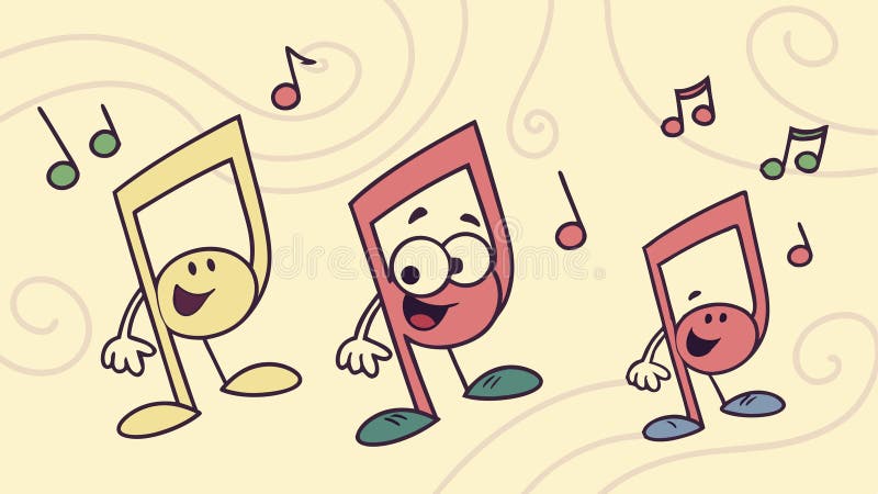 Playful Musical Notes Characters Singing and Dancing, Vector Design ...