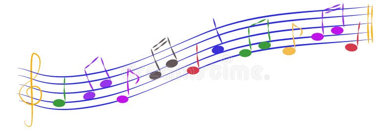Colorful Music Notes On A Staff