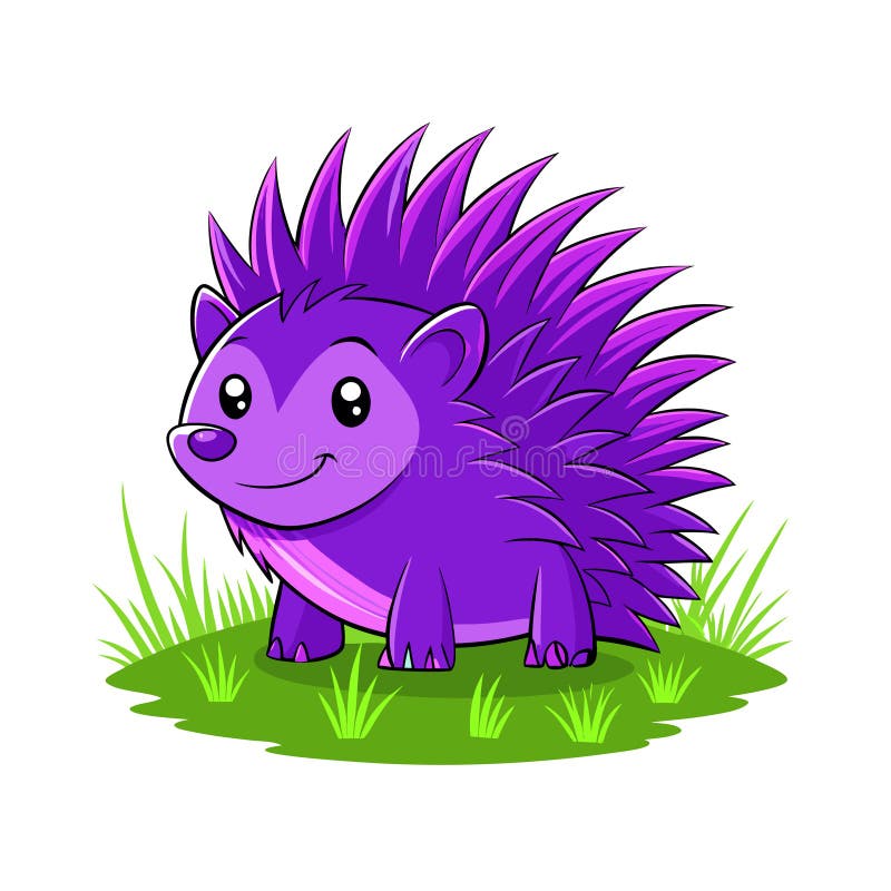 Playful Neon Purple Hedgehog Cartoon Design Stock Vector - Illustration ...