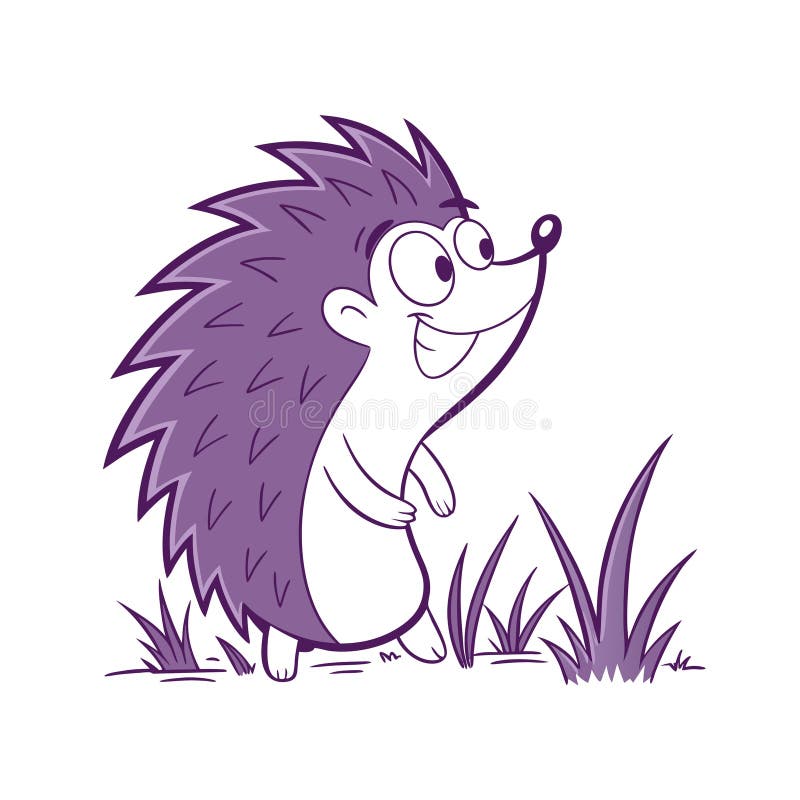 Playful Neon Purple Hedgehog Cartoon Design Stock Vector - Illustration ...