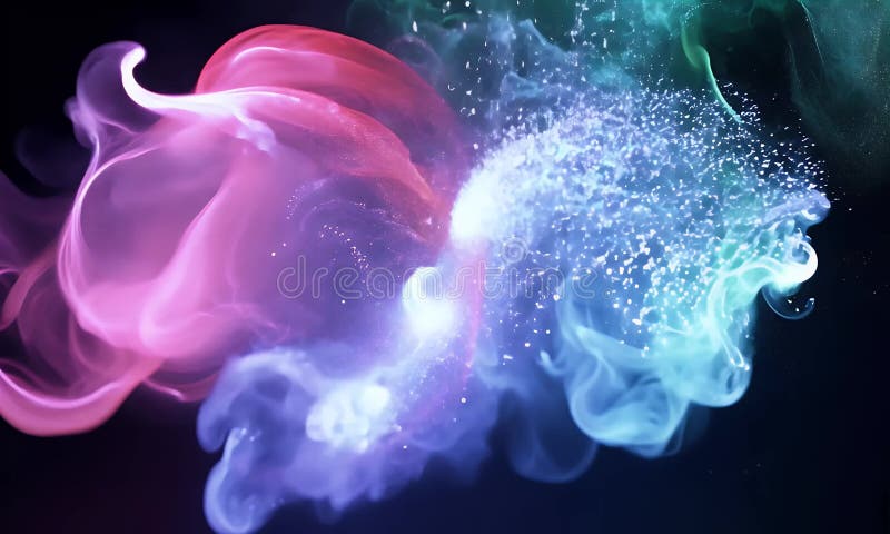 Playful Neon Smoke Spirals with Glowing Particle Bursts Stock Footage ...