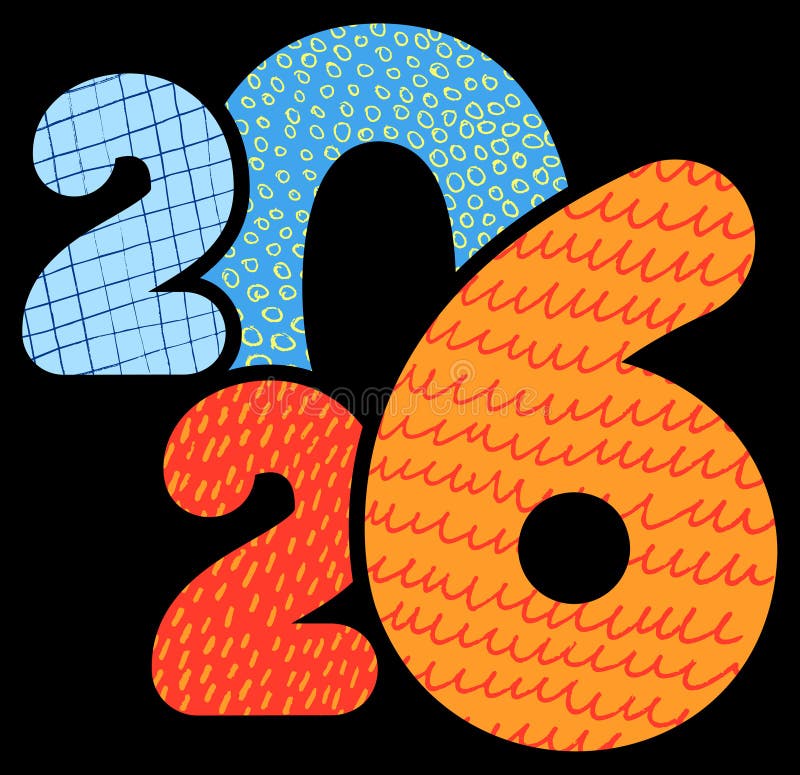 Playful 2026 Numbers in Bright Colors Stock Illustration - Illustration ...