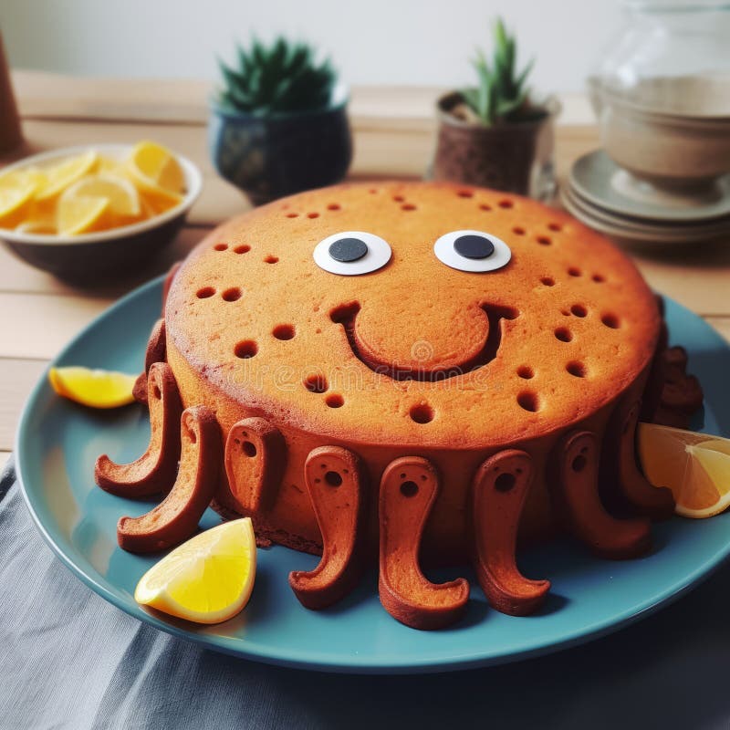 Playful Octopus Cake with Lemon Slices - Fun and Whimsical Dessert ...