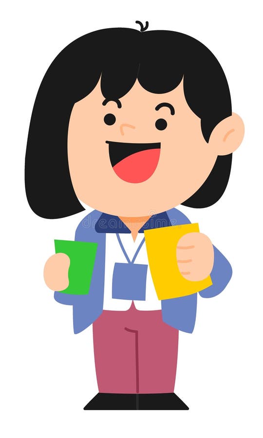 Playful Office Girl Greets You Illustration Stock Vector - Illustration ...