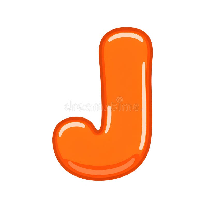A Cartoon Illustration of the Letter J in Orange Color with a White ...