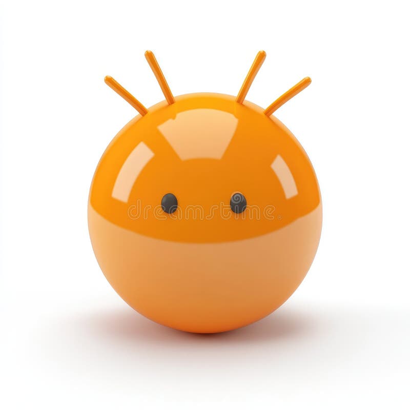 Cute Orange 3D Sphere Character with Spiky Hair Stock Illustration ...