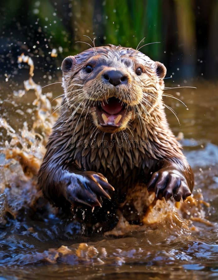 Playful Sea Otter (Enhydra Lutris) Swimming in the Kelp Forests of the ...