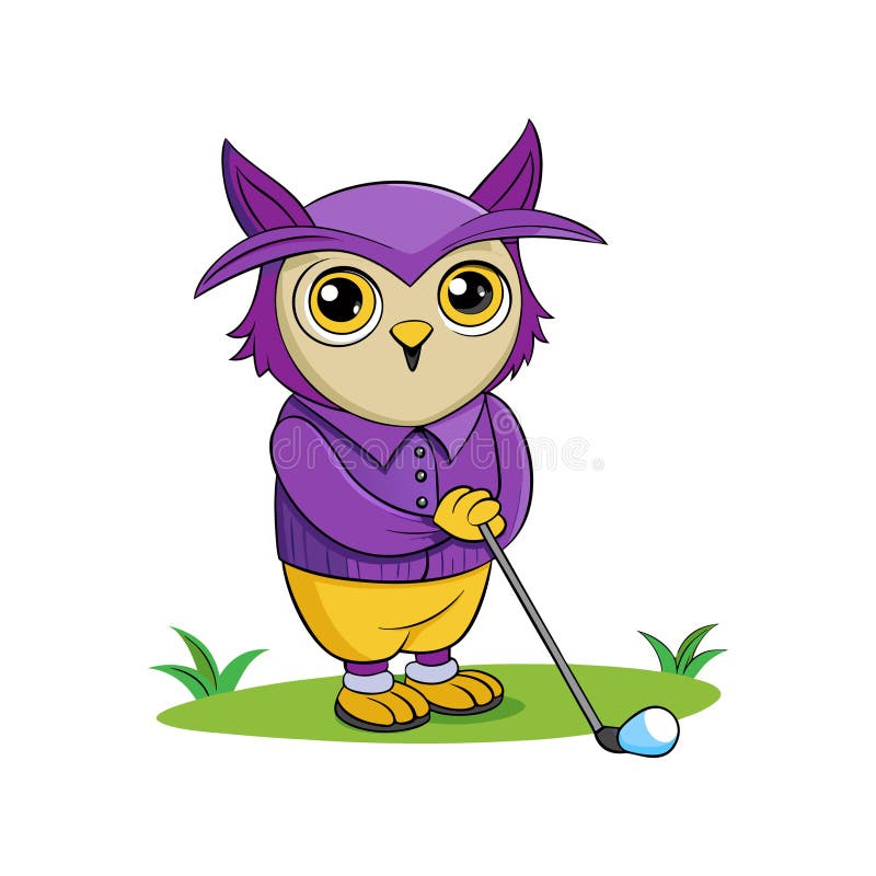 Playful Owl Enjoying Golf stock vector. Illustration of activity ...