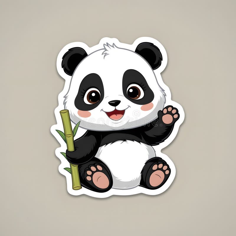 Playful Panda 3D Sticker with Adorable Expression Stock Illustration ...