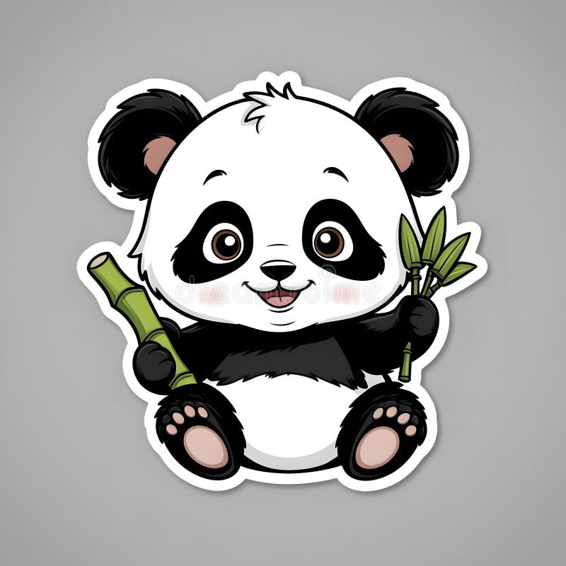 Playful Panda 3D Sticker with Adorable Expression Stock Illustration ...