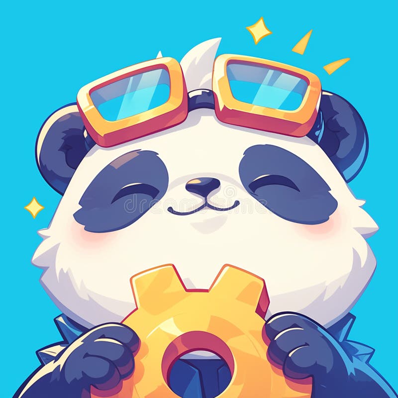 A Playful Panda Software Engineer Cartoon Style Stock Vector ...