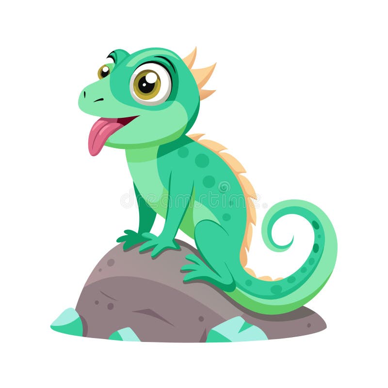 Playful Pastel Green Lizard Cartoon Illustration Stock Vector ...
