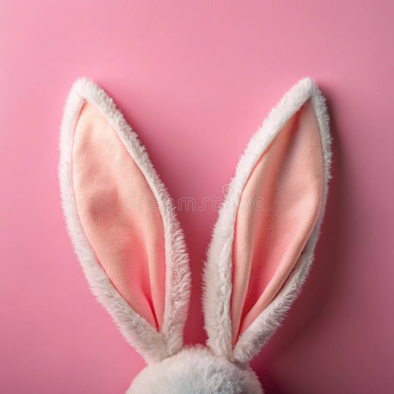 Bunny Rabbit Ears on a Pastel Pink Background Stock Illustration ...