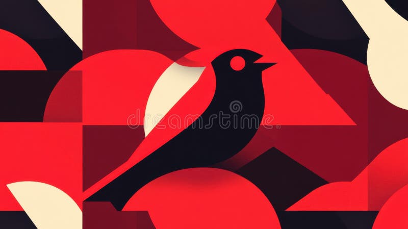 A Playful Pattern Showcases a Handdrawn Cardinal on a Vivid Red ...