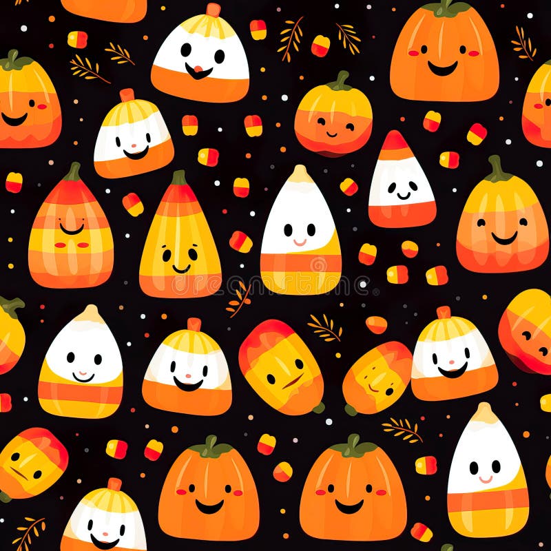 Playful Pattern Showcasing Candy Corn in Various Arrangements, Paired ...