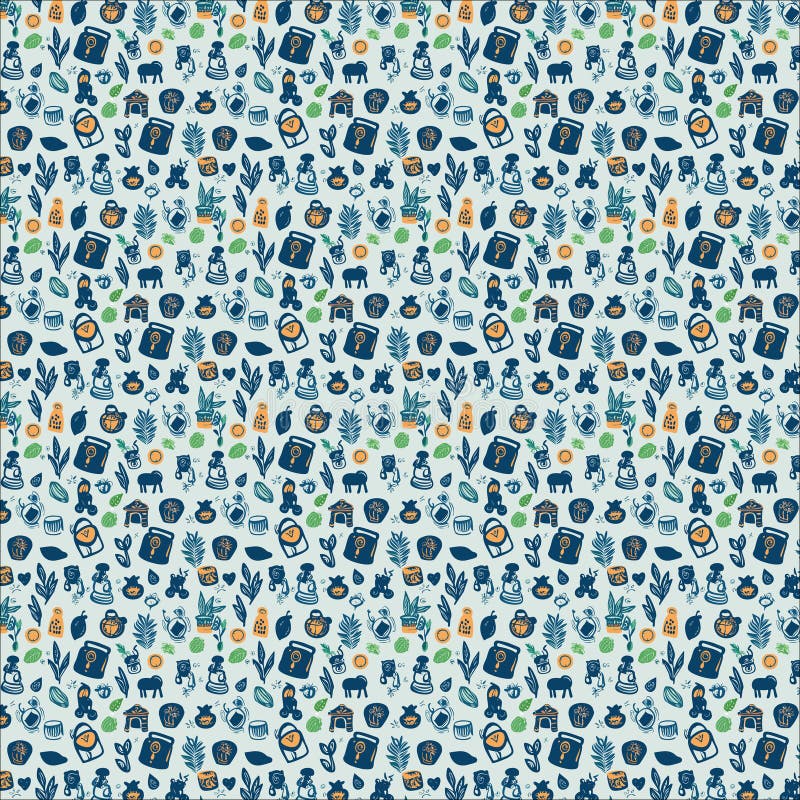 Playful Pattern with Various Whimsical Elements. Perfect for Creative ...