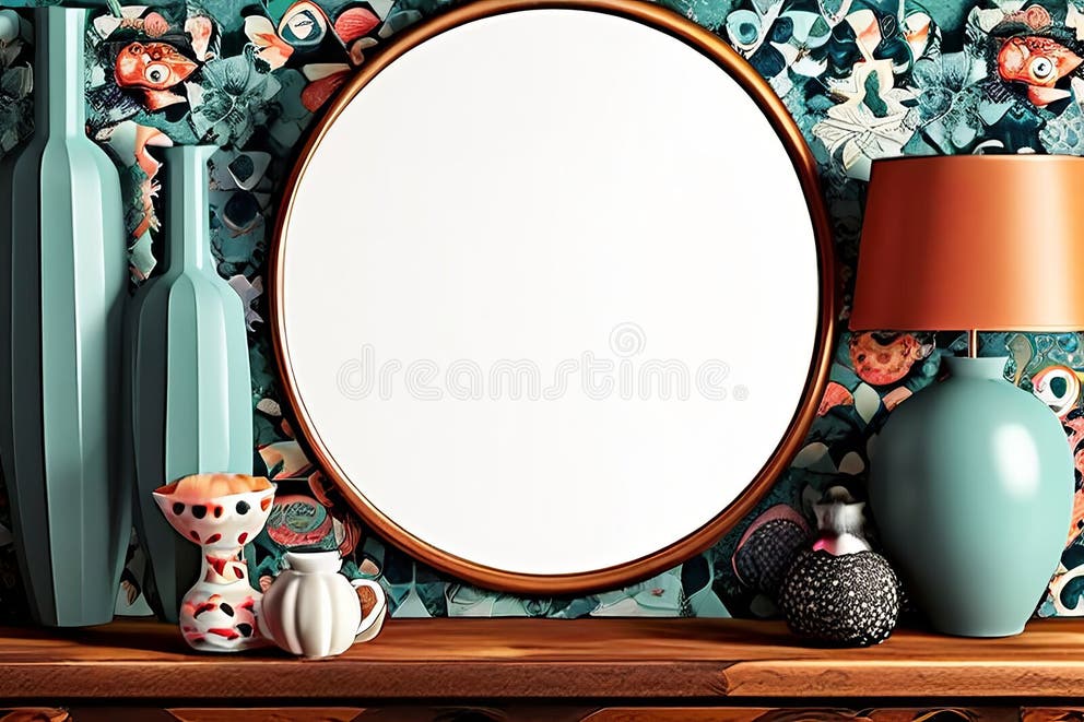 Playful Patterns a Mirror with a Playful Patterned Frame Surroun Stock ...