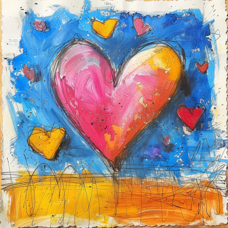 Playful Pencil Drawing in a Childlike Style Stock Illustration ...