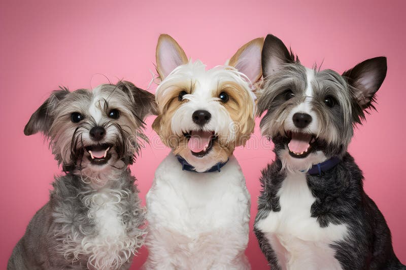 Playful Pets with Unique Fur Textures in a Charming Tableau on Pink ...