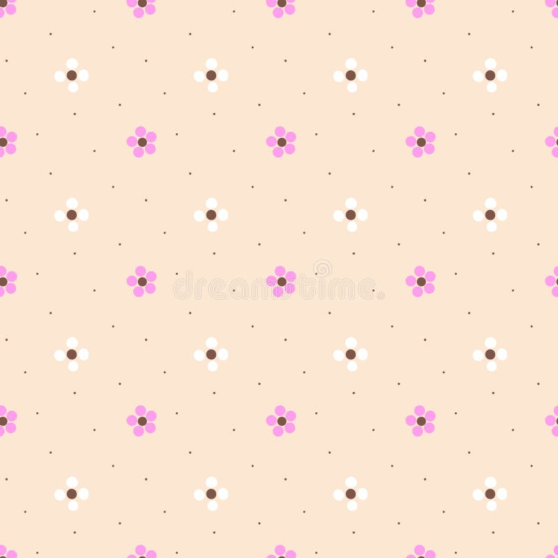 Playful Pink Floral Seamless Pattern on Soft Beige Background Stock ...
