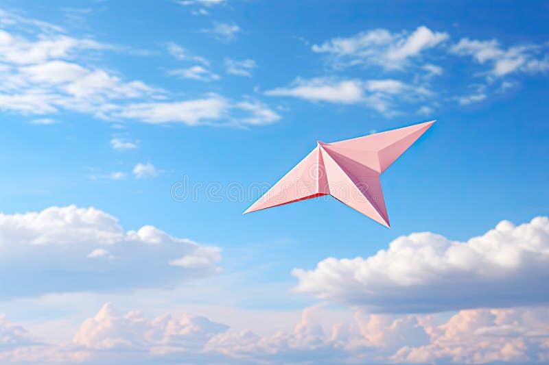 A Pink Paper Airplane Flying in the Sky Created with Generative AI ...