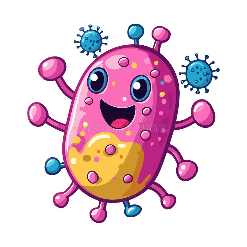 Playful Pink Virus Laughing with Spikes. Stock Illustration ...