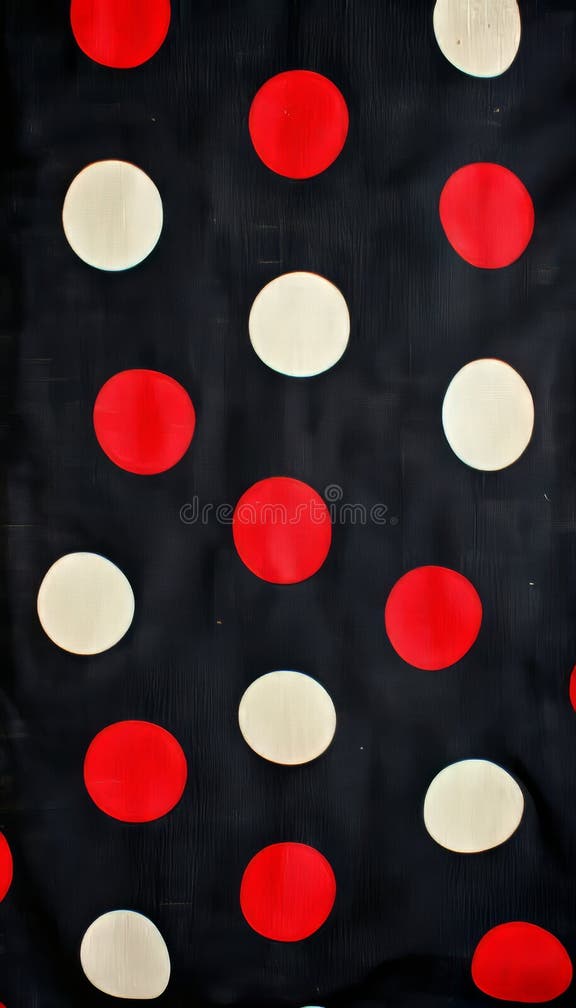 Playful Polka Dot Pattern, Red and White Dots on a Black Background ...