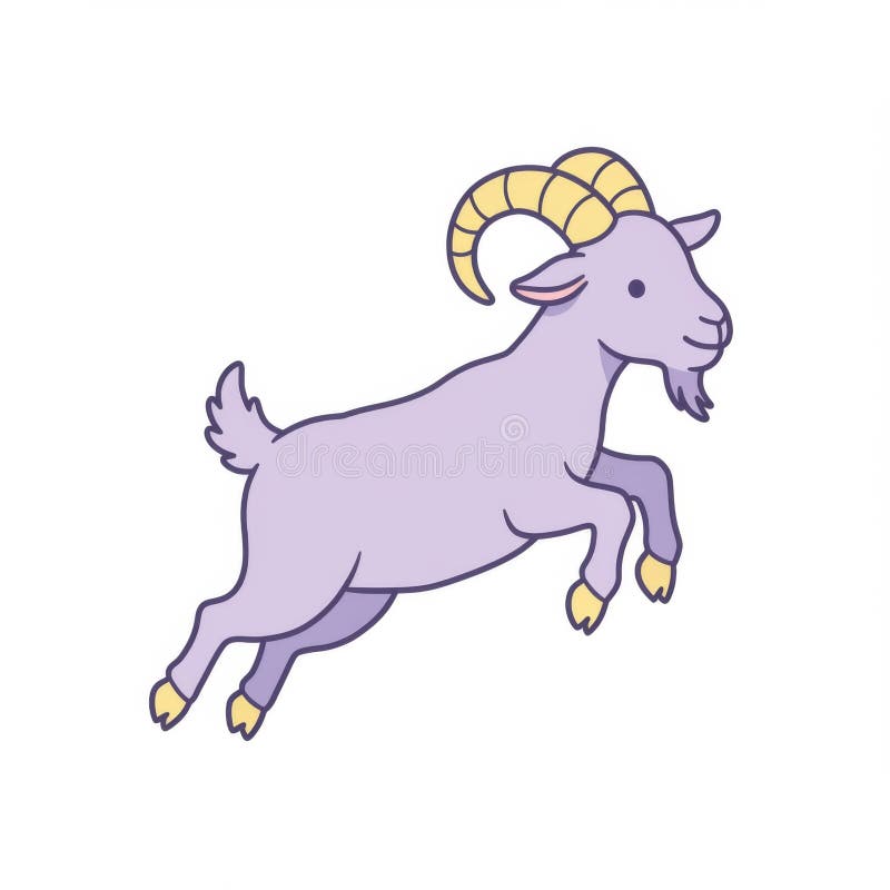 Playful Purple Goat Jumping on White Background Stock Illustration ...