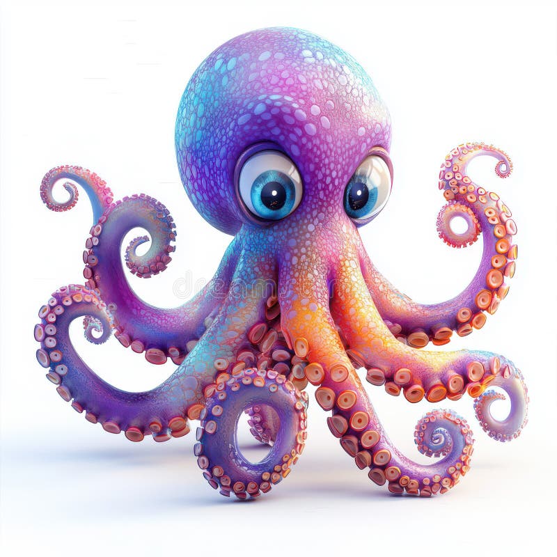 Playful Purple Octopus Cartoon Ocean Creature Fun Stock Illustration ...