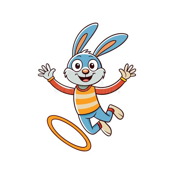 Playful Rabbit Jumping and Coding Stock Vector - Illustration of ...