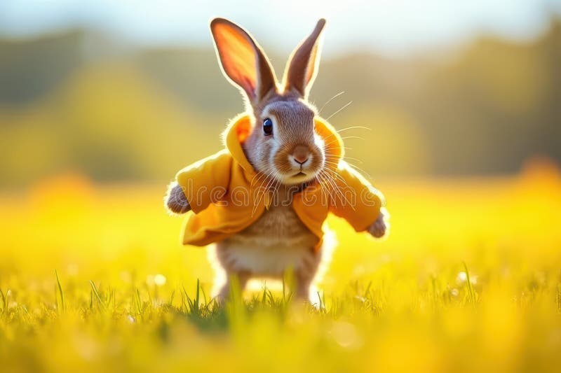 Playful Rabbit in Mustard Yellow Stock Image - Image of animal ...
