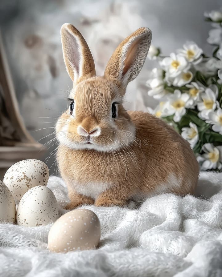 A Playful Rabbit Nestled among Colorful Easter Eggs in a Charming ...