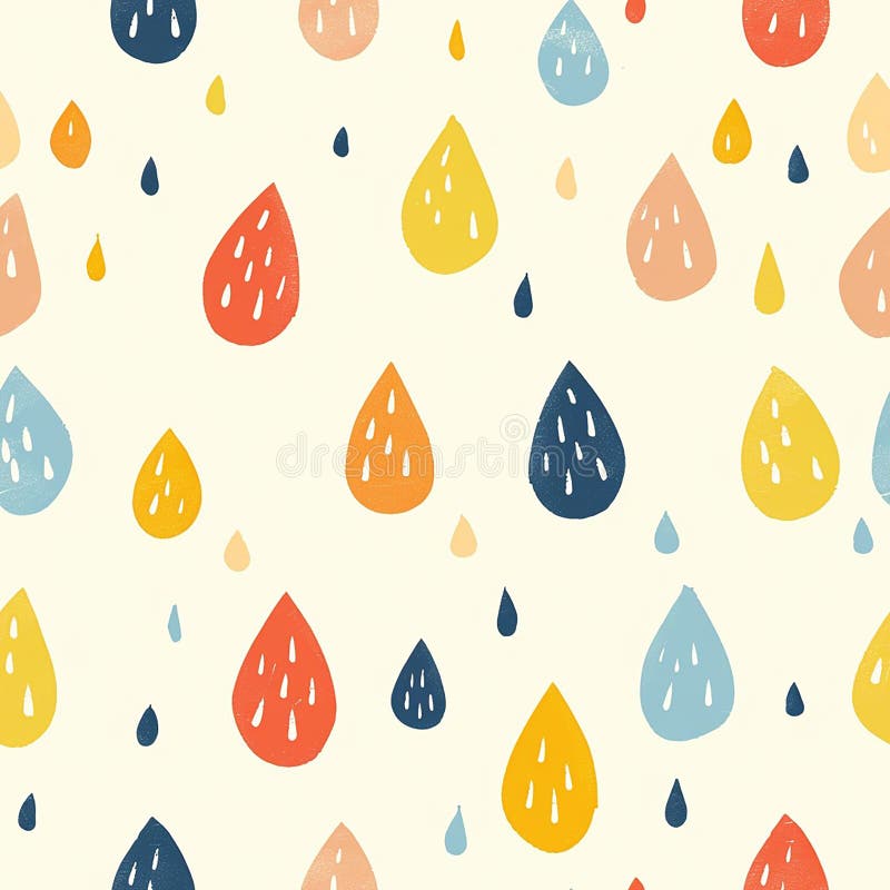 Playful Raindrops Seamless Pattern: Perfect for Children Stock ...