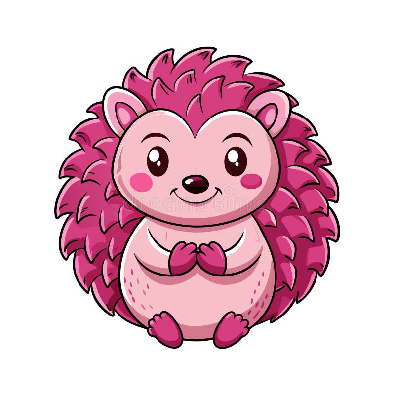Playful Raspberry Pink Hedgehog Cartoon Illustration Stock Vector ...