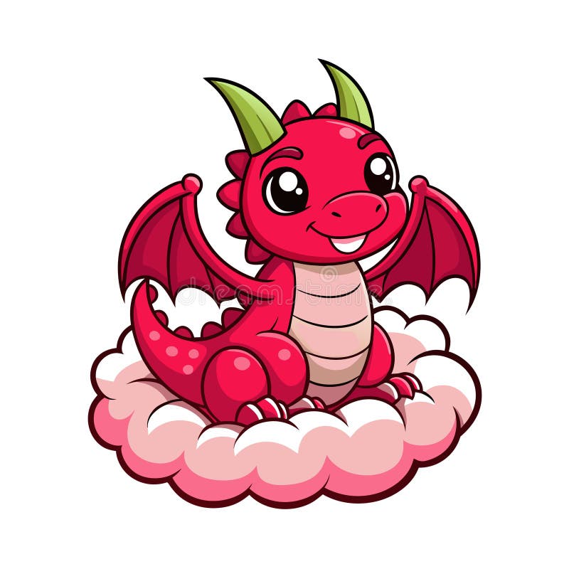 Playful Raspberry Red Dragon Cartoon Illustration Stock Vector ...