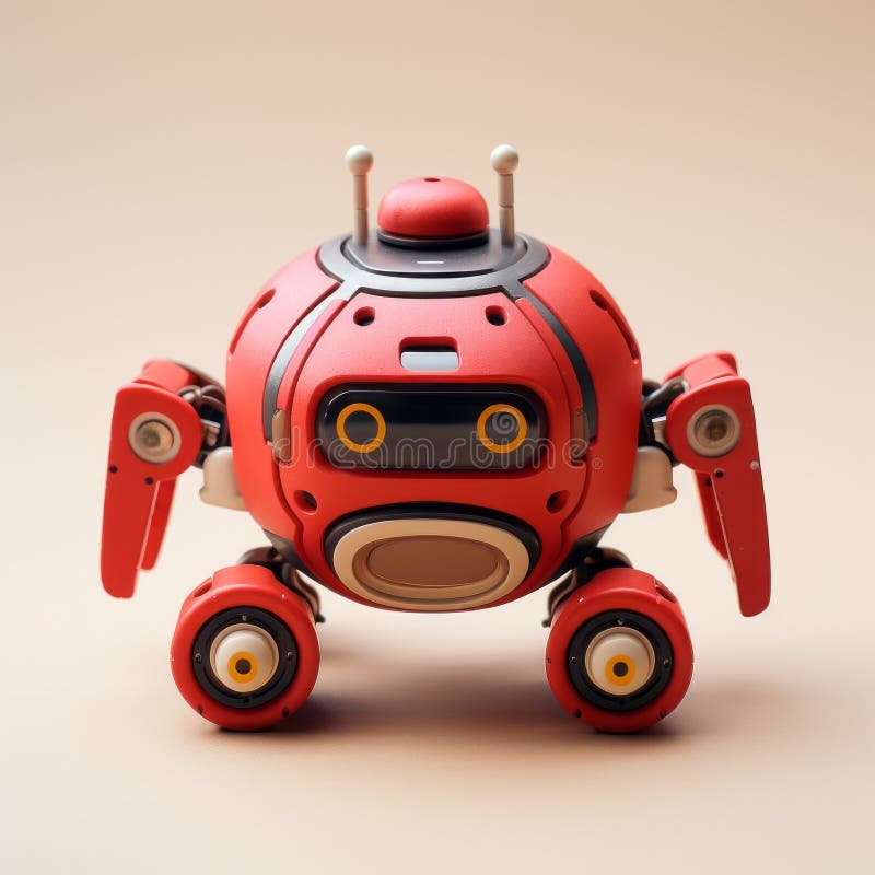 Playful Red Robot with Soft Rounded Forms and High Detail Stock ...