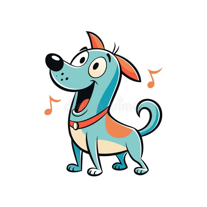 Playful Retro Dog Singing in Cartoon Stock Illustration - Illustration ...