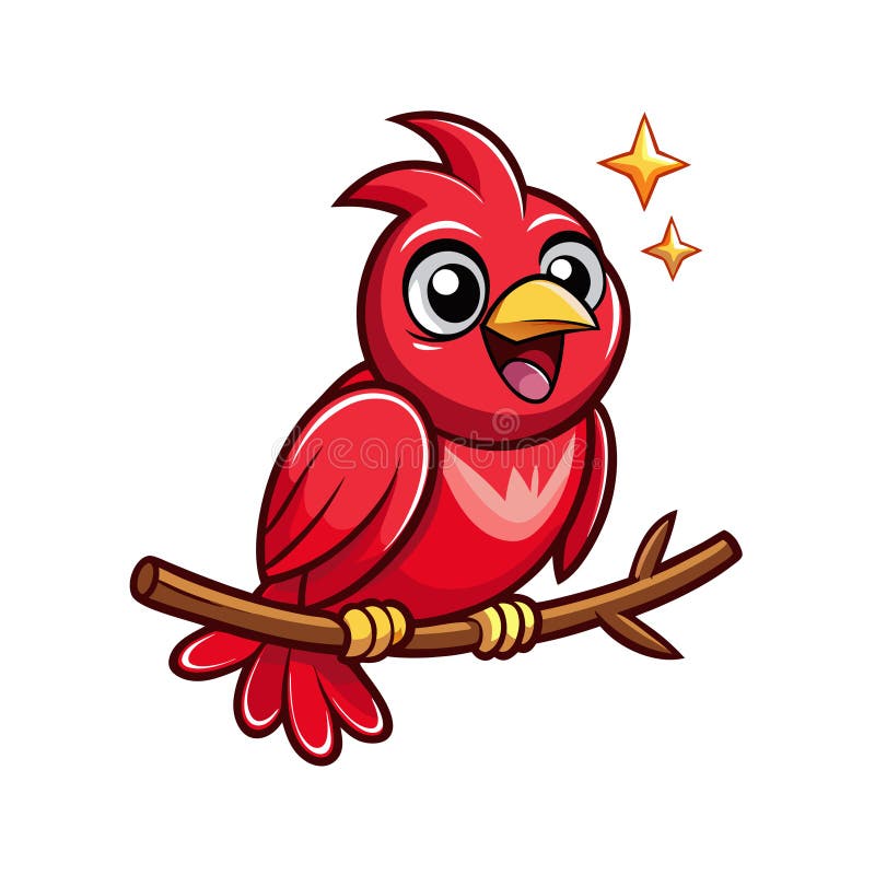 Playful Ruby Red Bird Cartoon Design Stock Vector - Illustration of ...