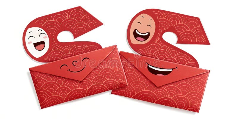 Playful S Duo a Pair of Intertwined Red Envelopes Shaped Like Two ...
