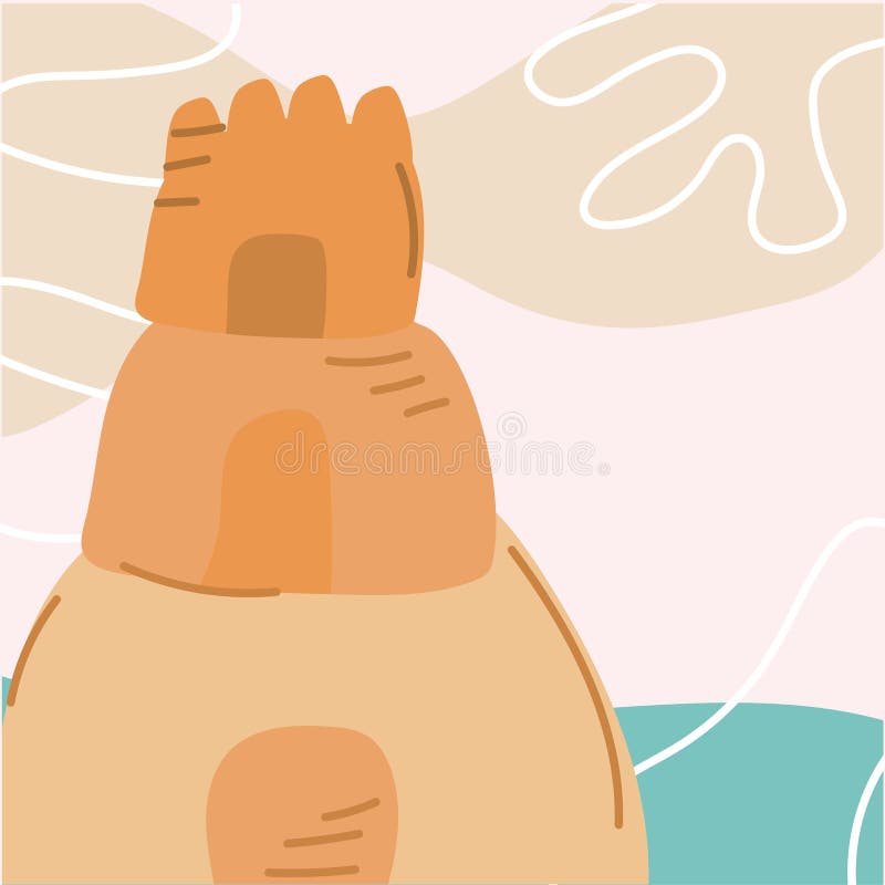 Playful Sandcastle Over Beach Shapes. Vector Stock Vector ...
