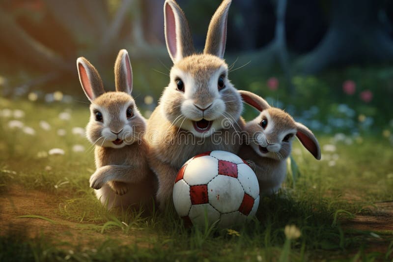 Playful Scene of a Rabbit Family Engaged in a Stock Illustration ...