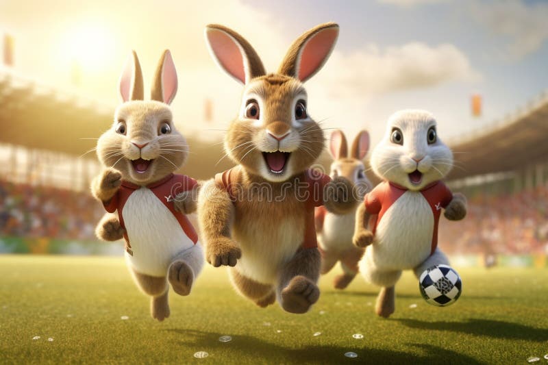 Playful Scene of a Rabbit Family Engaged in a Stock Illustration ...