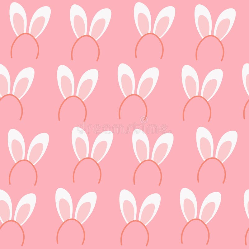 Seamless Pattern of Bunny Ear Headbands on Pink Background Stock Vector ...
